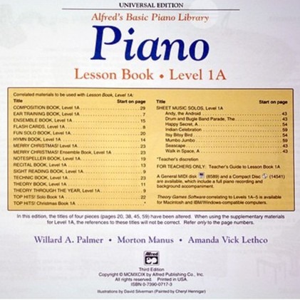 Alfred Piano Lesson Level 1A + CD – Euphony Musical